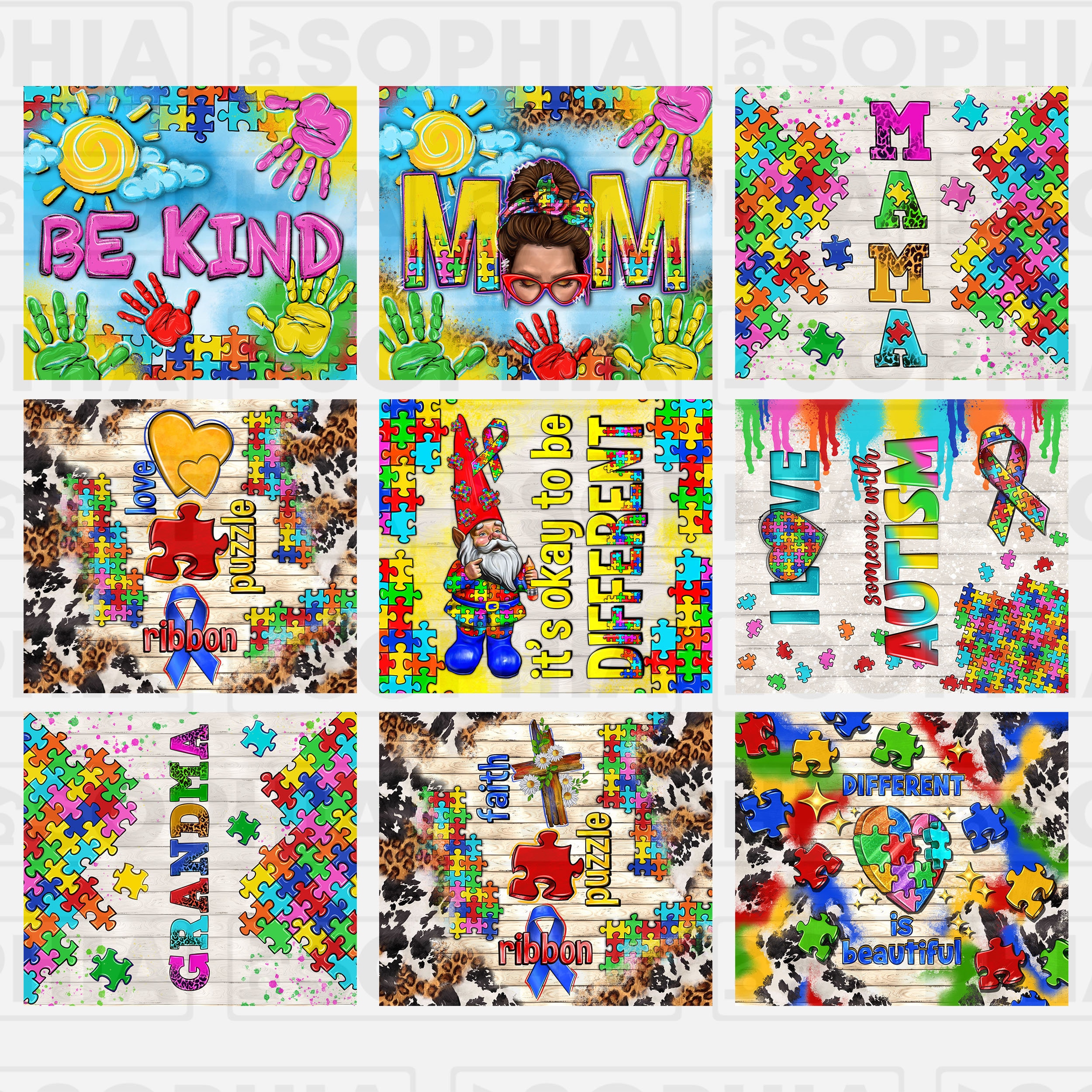32 Autism Tumbler Wrap Sublimation Designs, 20 Oz Skinny Tumbler Bundle ...