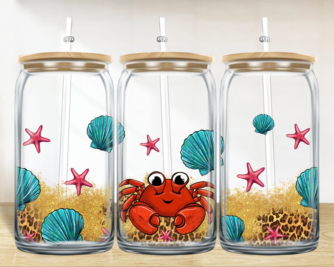 Crab Sea Shell Leopard 16 Oz Libbey Glass Wrap Png, Libbey Wrap Png ...