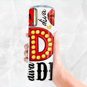 Diva 20 Oz Skinny Tumbler Png Sublimation Design Download, Tumbler Wrap ...