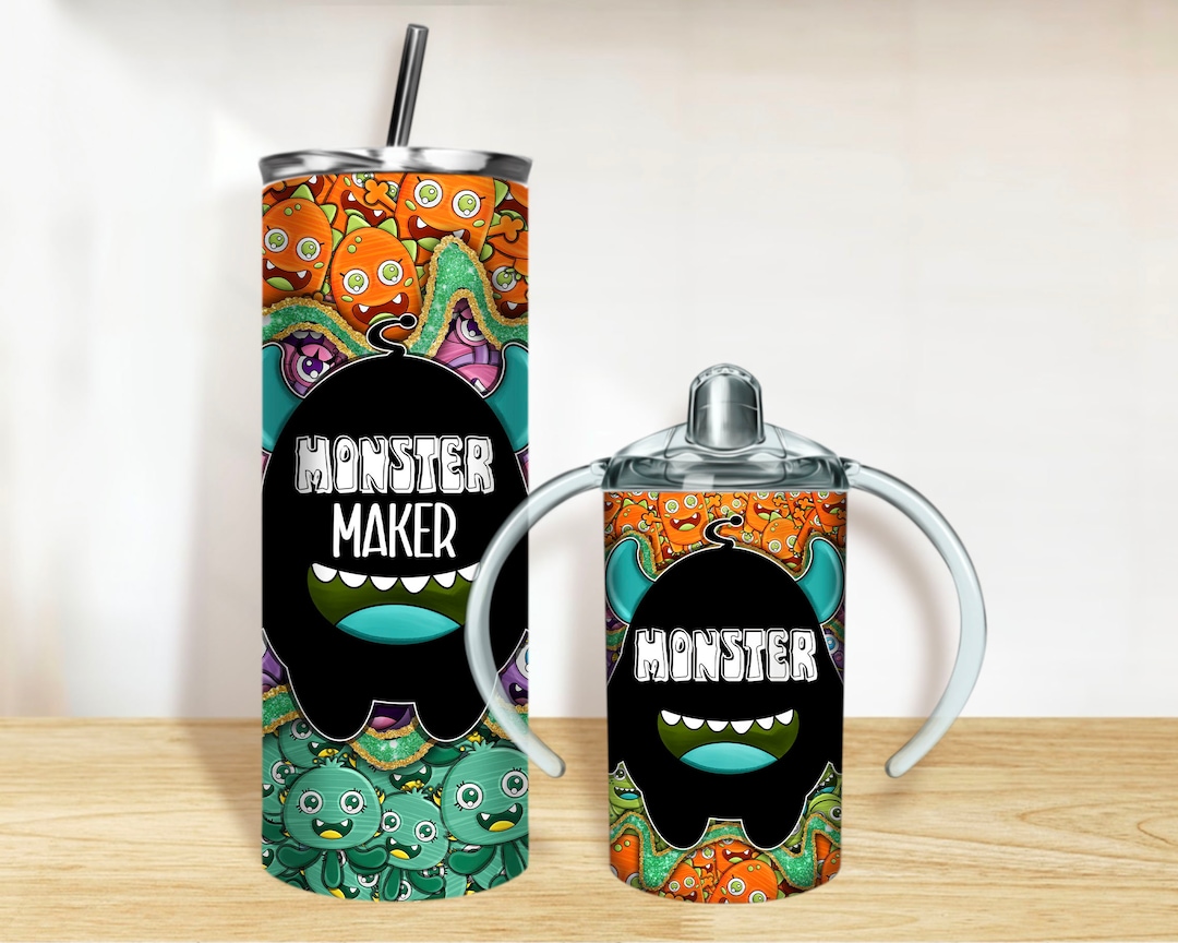 Monster Maker Sippy Cup and Tumbler PNG, 20oz Skinny Tumbler and 12oz ...