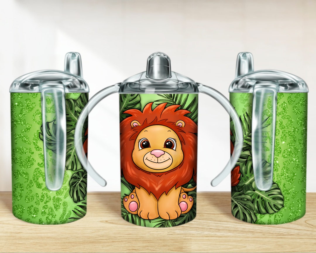 Lion With Green Leopard 12 Oz Sippy Cup Png, Sippy Cup Designs, Sippy ...