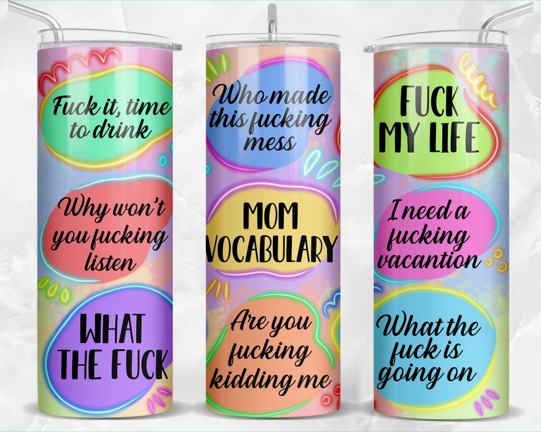 Neon Mom Vocabulary 20 Oz Skinny Tumbler Png, Tumbler Wrap Png, Mother ...