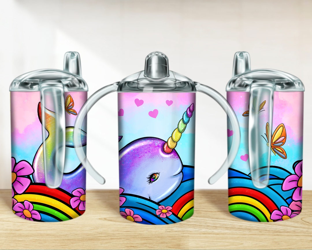 Narwhal With Rainbow 12 Oz Sippy Cup Png, Sippy Cup Designs, Sippy Cup ...