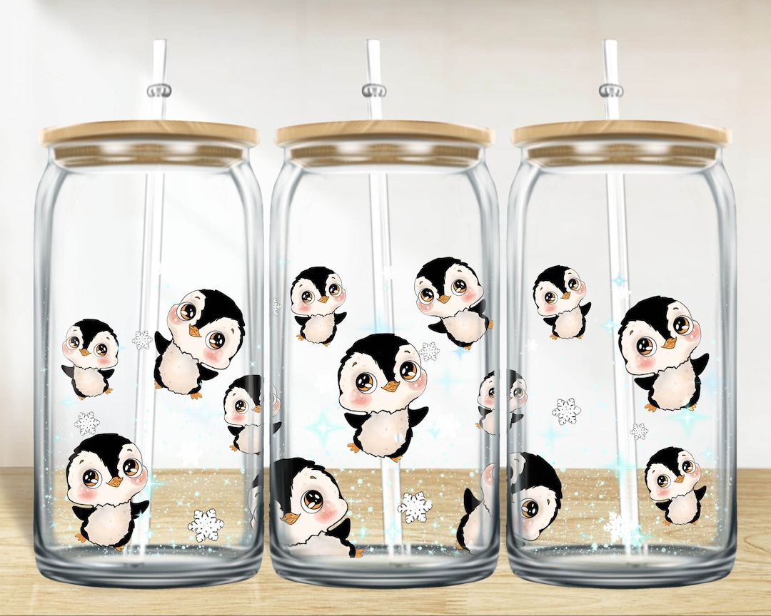 Cute Penguin 16 Oz Libbey Glass Wrap Png, Penguin Libbey Wrap Png ...