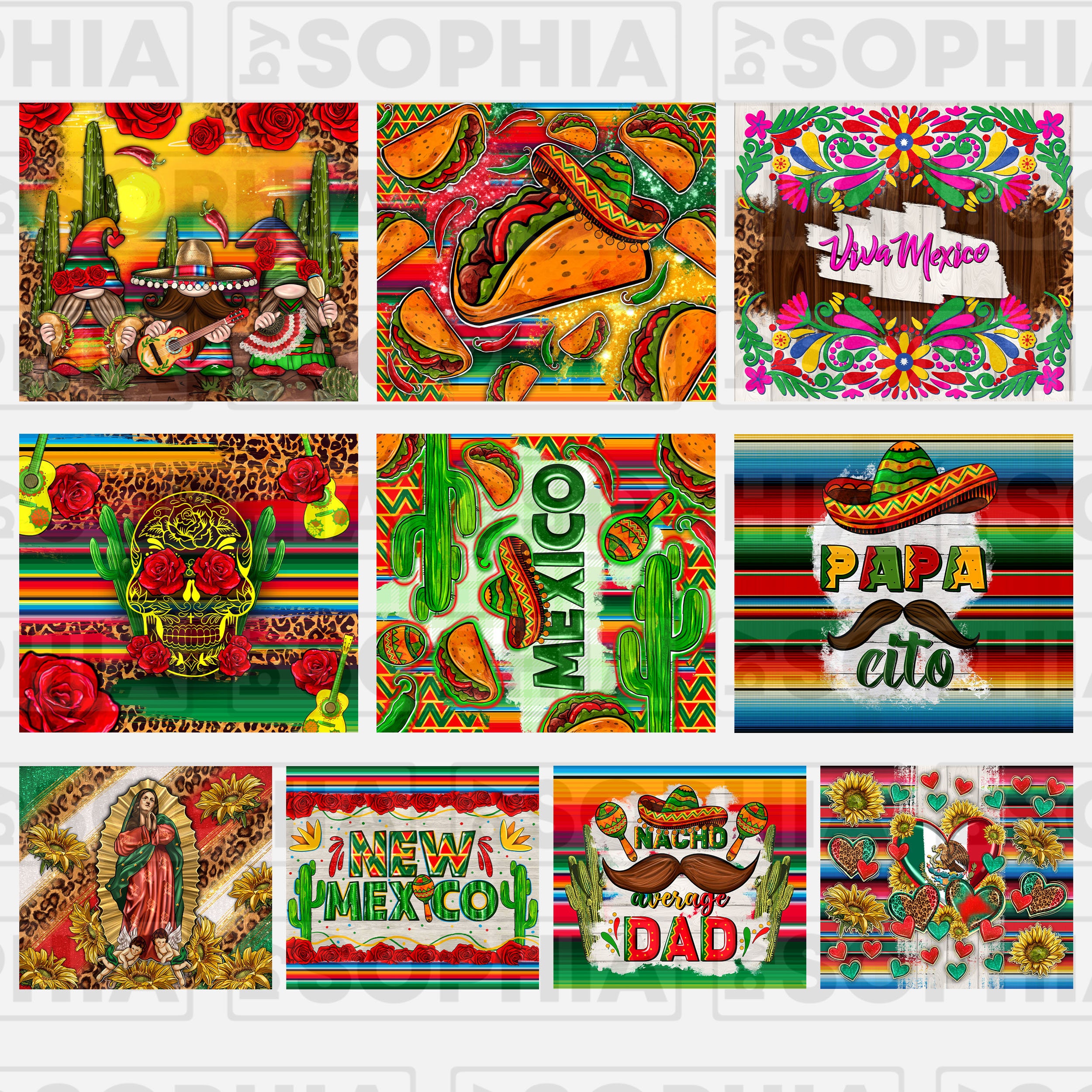 28 Mexico Tumbler Wrap Sublimation Designs, 20 Oz Skinny Tumbler Bundle ...