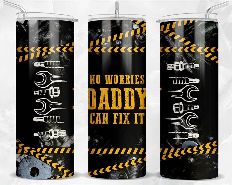 Daddy Can Fix It Dad and Mini Tumbler Png,20oz Skinny Tumbler and 12oz ...