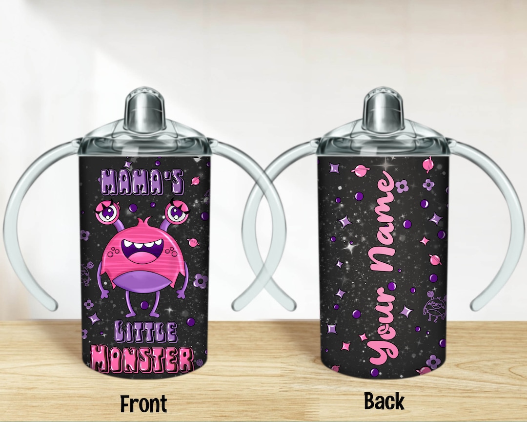Personalized Mama's Little Pink Monster 12 Oz Sippy Cup Png, Sippy Cup ...