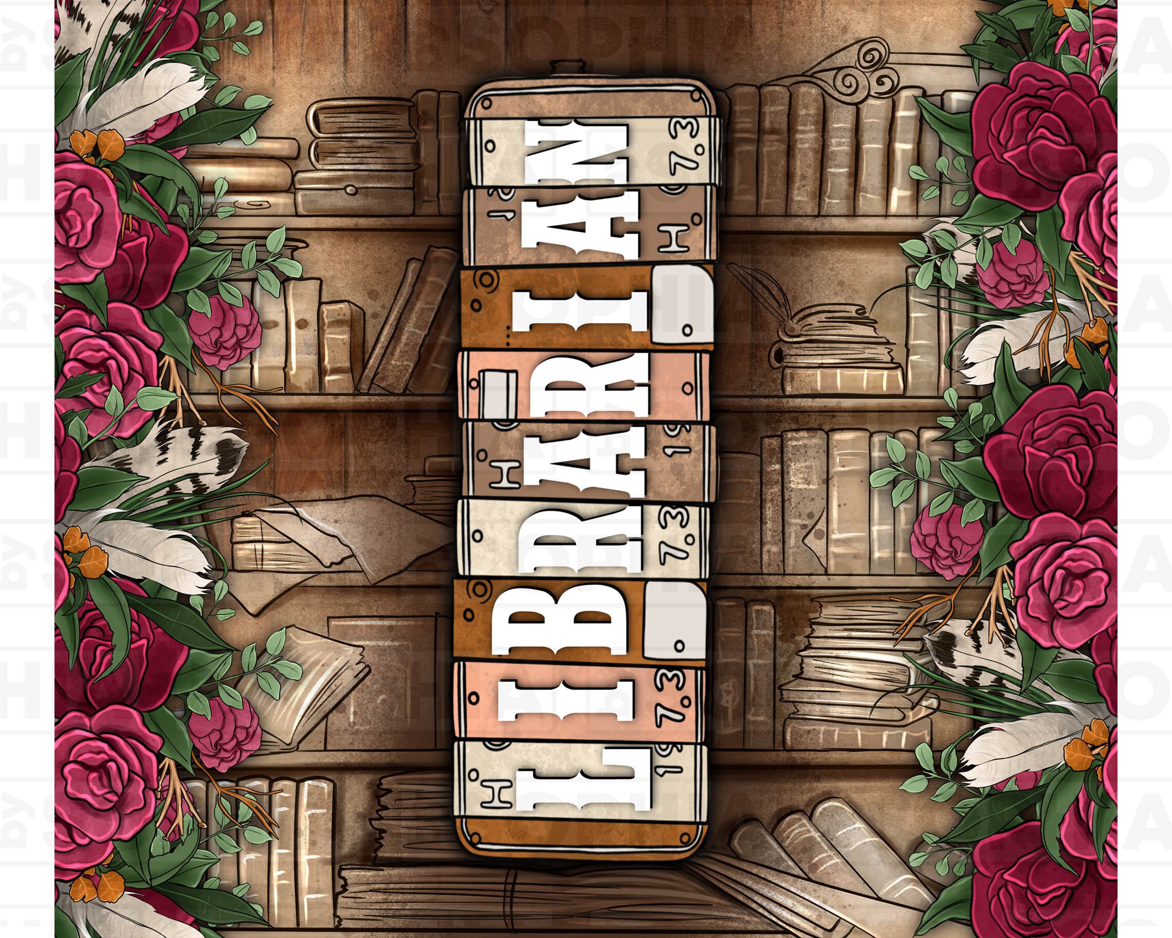 Librarian 20 Oz Skinny Tumbler Png Sublimation Design Download, Tumbler ...