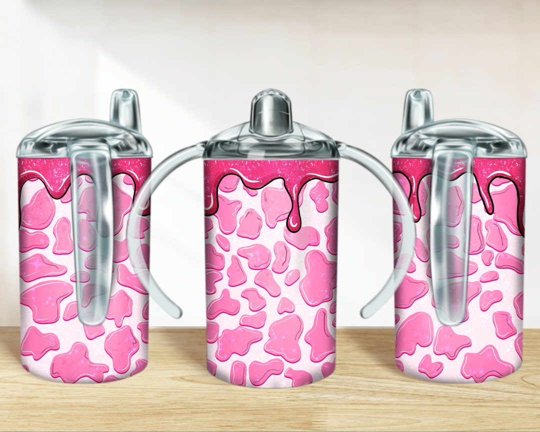 Pink Cow Print and Glitter 12 Oz Sippy Cup Png, Sippy Cup Western ...
