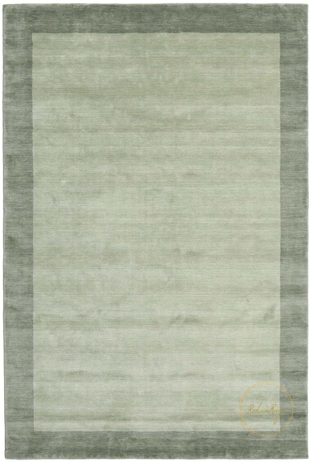 Border Green Texture Hand Woven, Loom Knotted Wool Handmade Area Rug ...