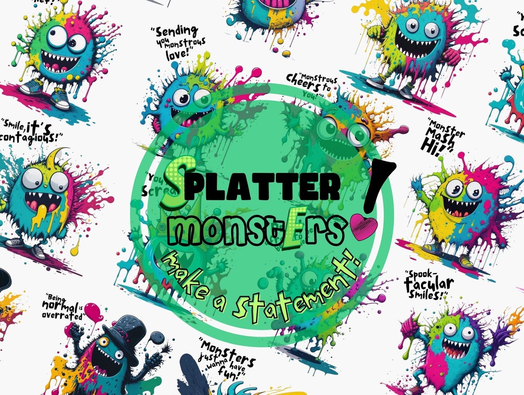 Monsters PNG SVG Splatter Monster Stickers Monster - Etsy