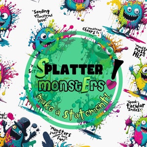 Monsters PNG SVG Splatter Monster Stickers Monster - Etsy