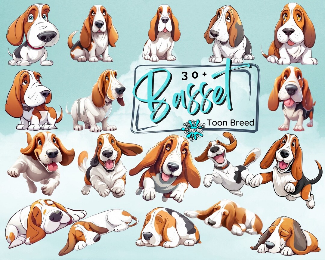 Basset Hound Dog Cute Cartoon Png Breed SVG Clipart Puppy - Etsy