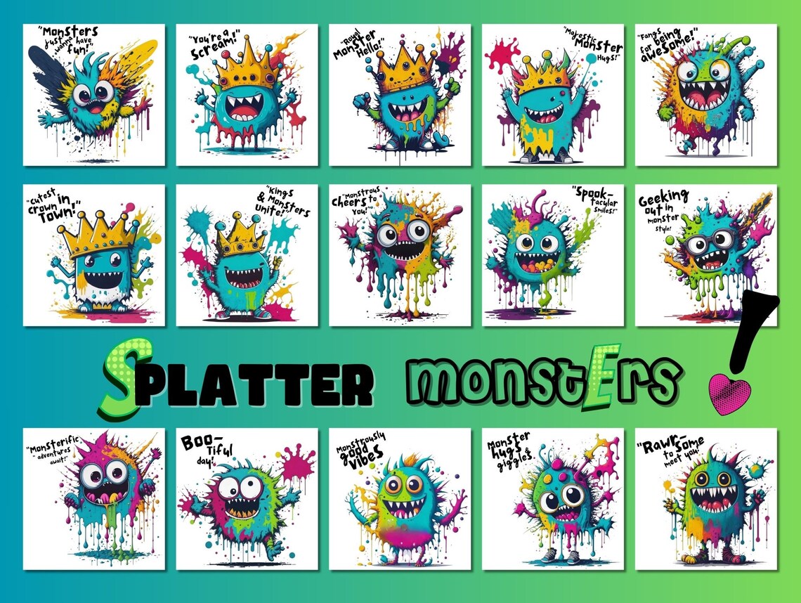 Monsters PNG SVG Splatter Monster Stickers Monster - Etsy