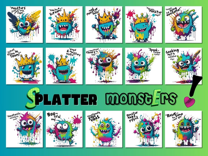 Monsters PNG SVG Splatter Monster Stickers Monster - Etsy