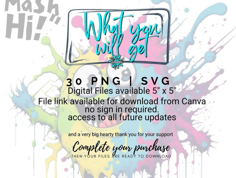 Monsters PNG SVG Splatter Monster Stickers Monster - Etsy