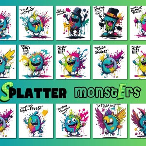 Monsters PNG SVG Splatter Monster Stickers Monster - Etsy