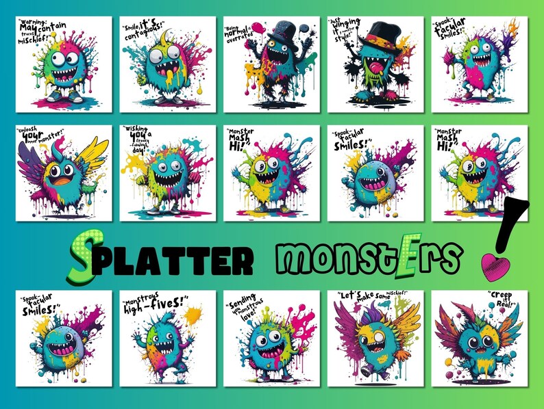 Monsters PNG SVG Splatter Monster Stickers Monster - Etsy