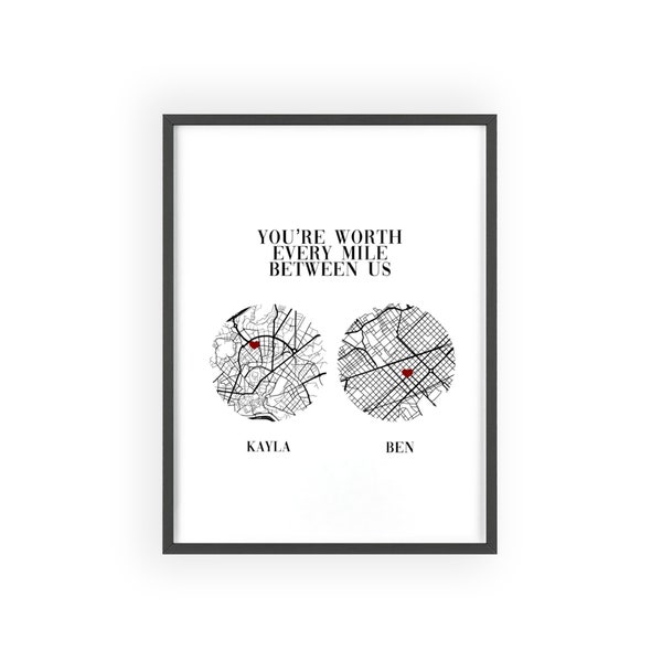 Long Distance Relationship Map - Etsy