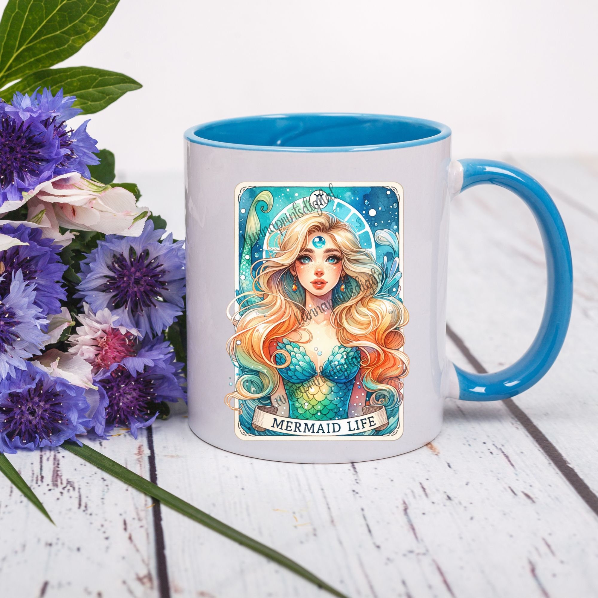 Watercolour Mermaid Life Tarot Card PNG Download, Funny Mermaid Sealife ...