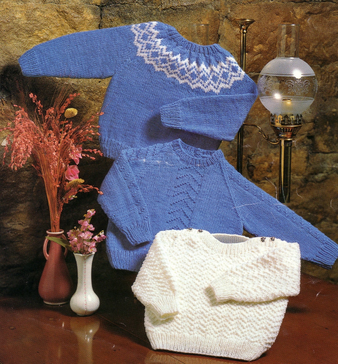 Boys Yoked Jumper, Chevron Jumper & Button Top Jumper on 1 Pattern - DK ...