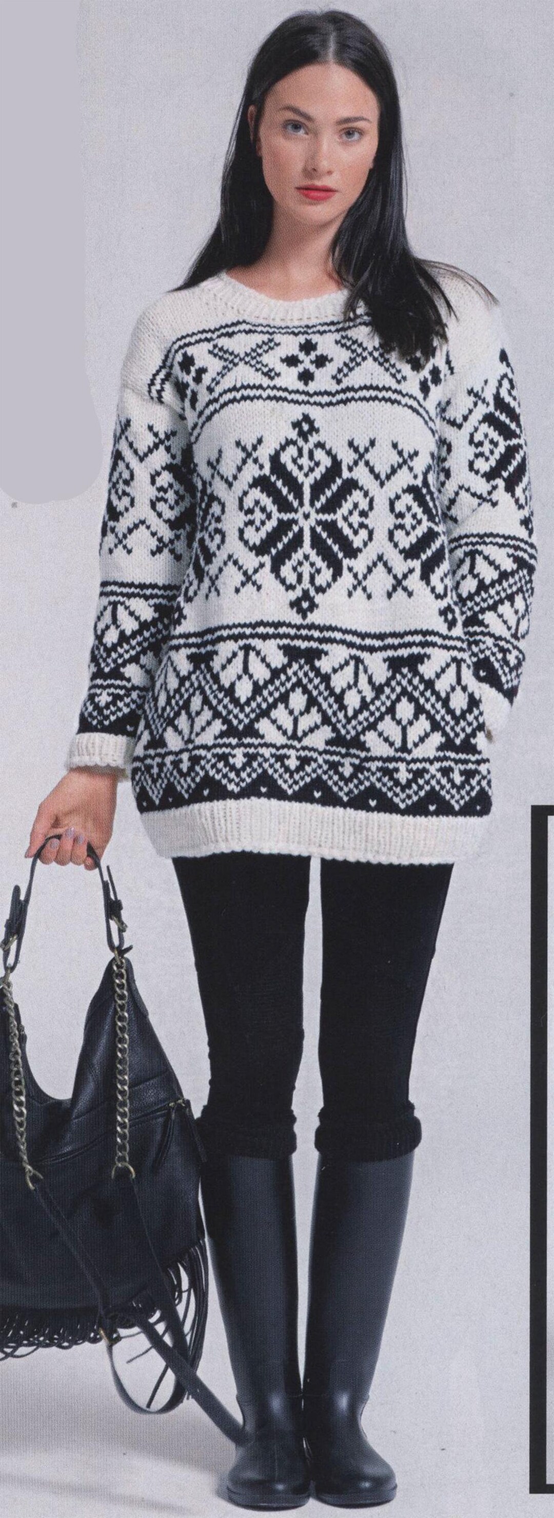 Woman's Chunky Fair Isle Sweater-jumper Chunky- Bulky 12 Ply Yarn 34 ...