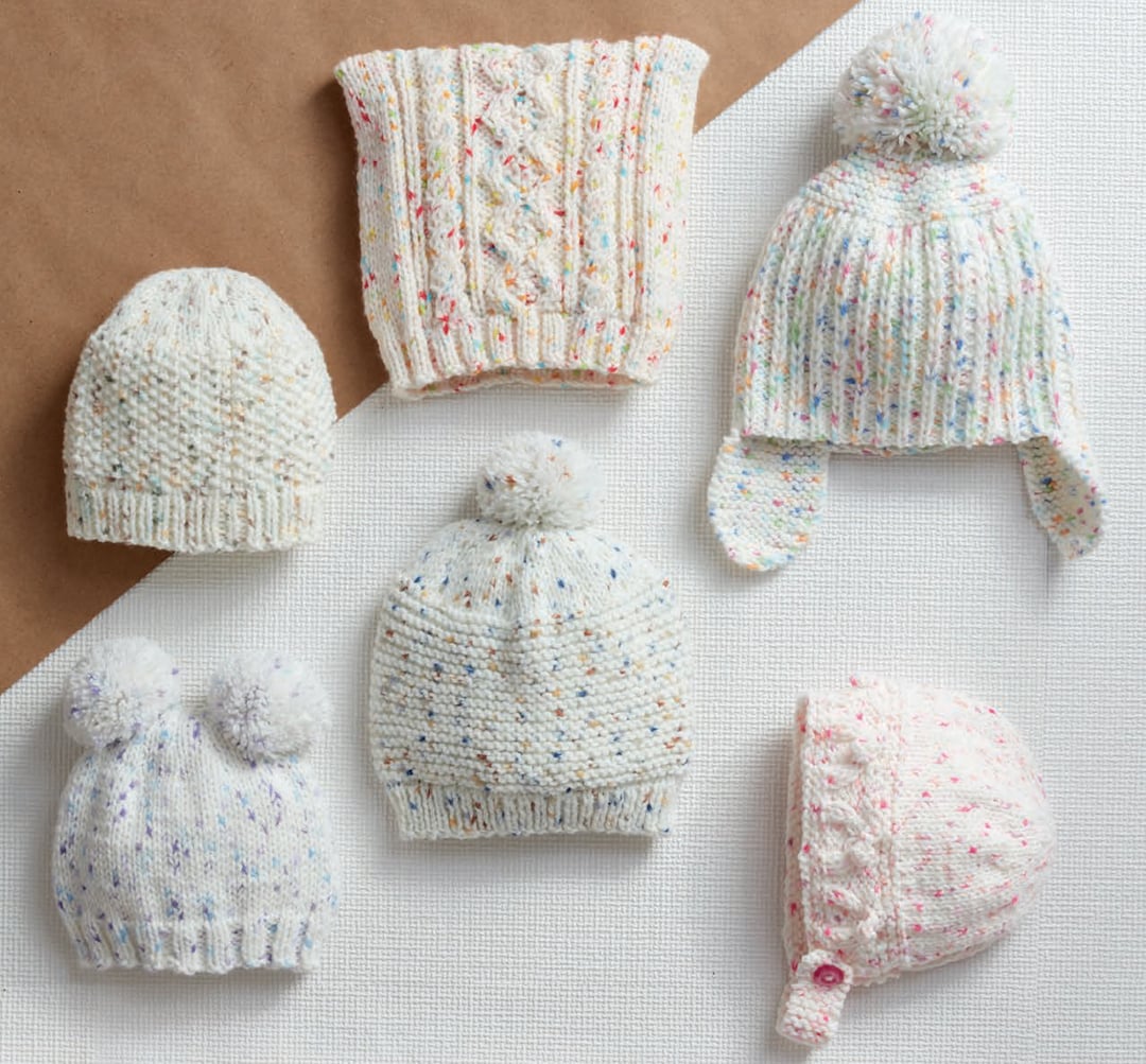 Childrens Hats 6 Styles to Knit Ages Birth-7 Years- Aran 10 Ply Wool ...