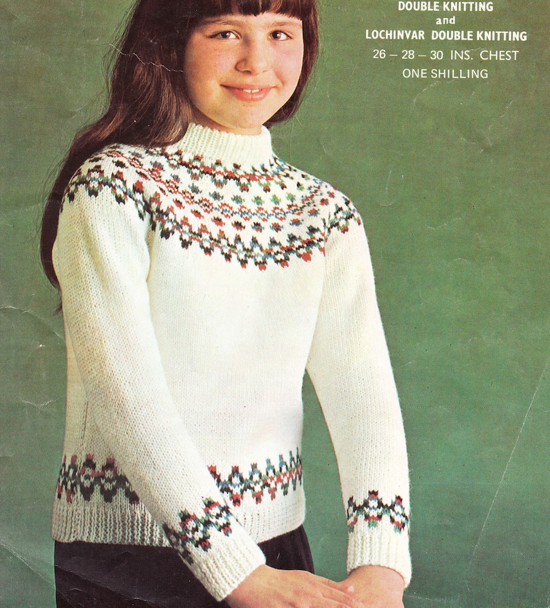Yoked Fair Isle Jumper Knitting Pattern, Fair Isle, Children , Instant ...