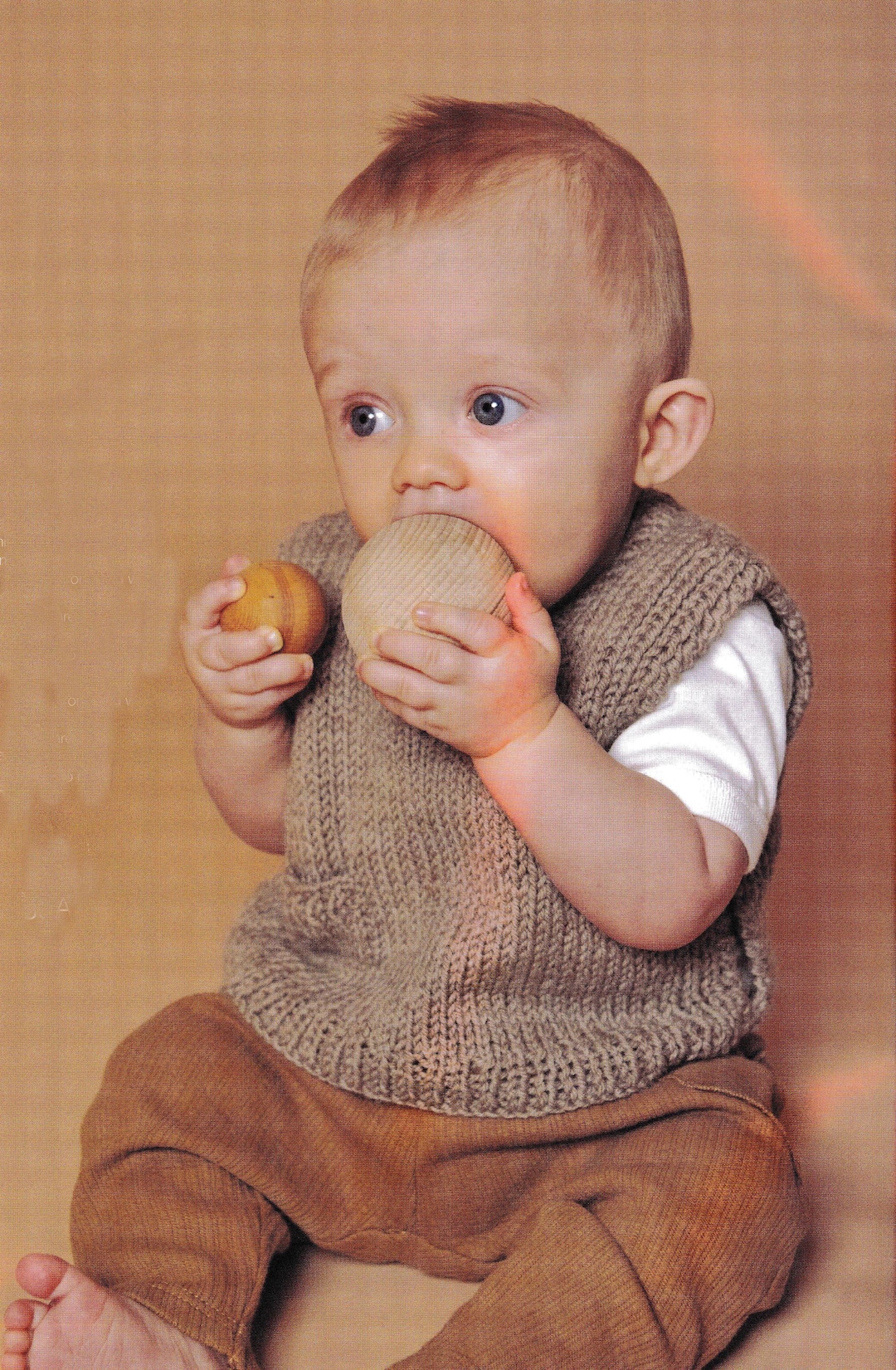 Baby Children's Plain Knit Tank Top Slipover With Pocket - 5 Ply Yarn ...