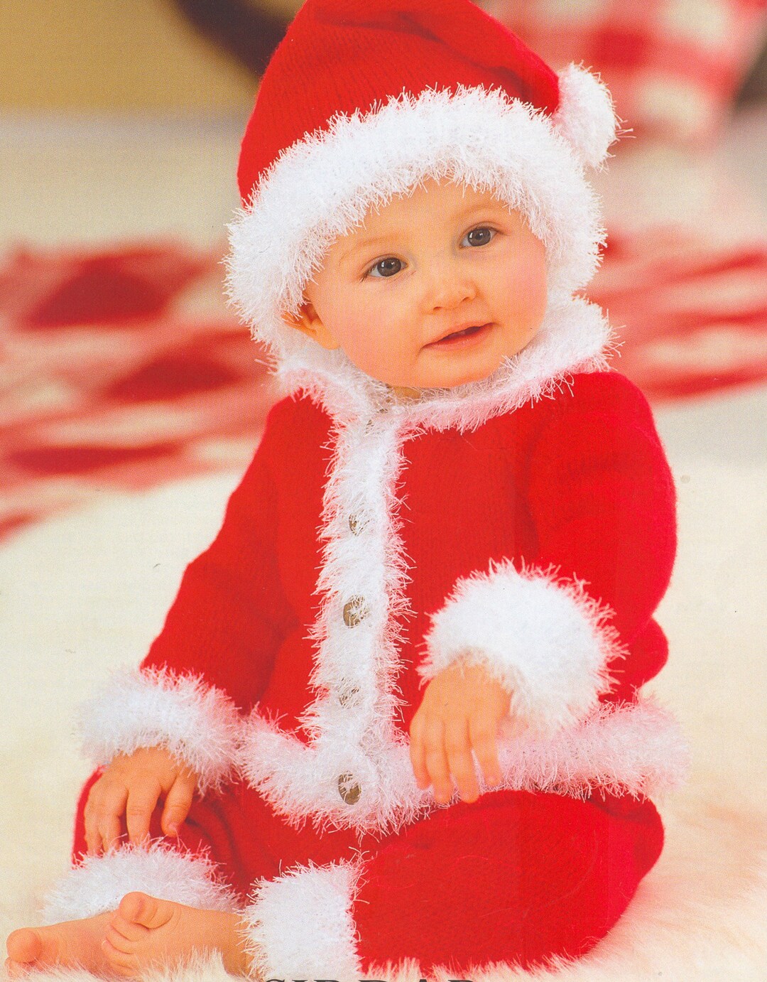 Baby Easy Christmas Cardigan- Hat & Trousers to Knit in DK 8ply Light ...