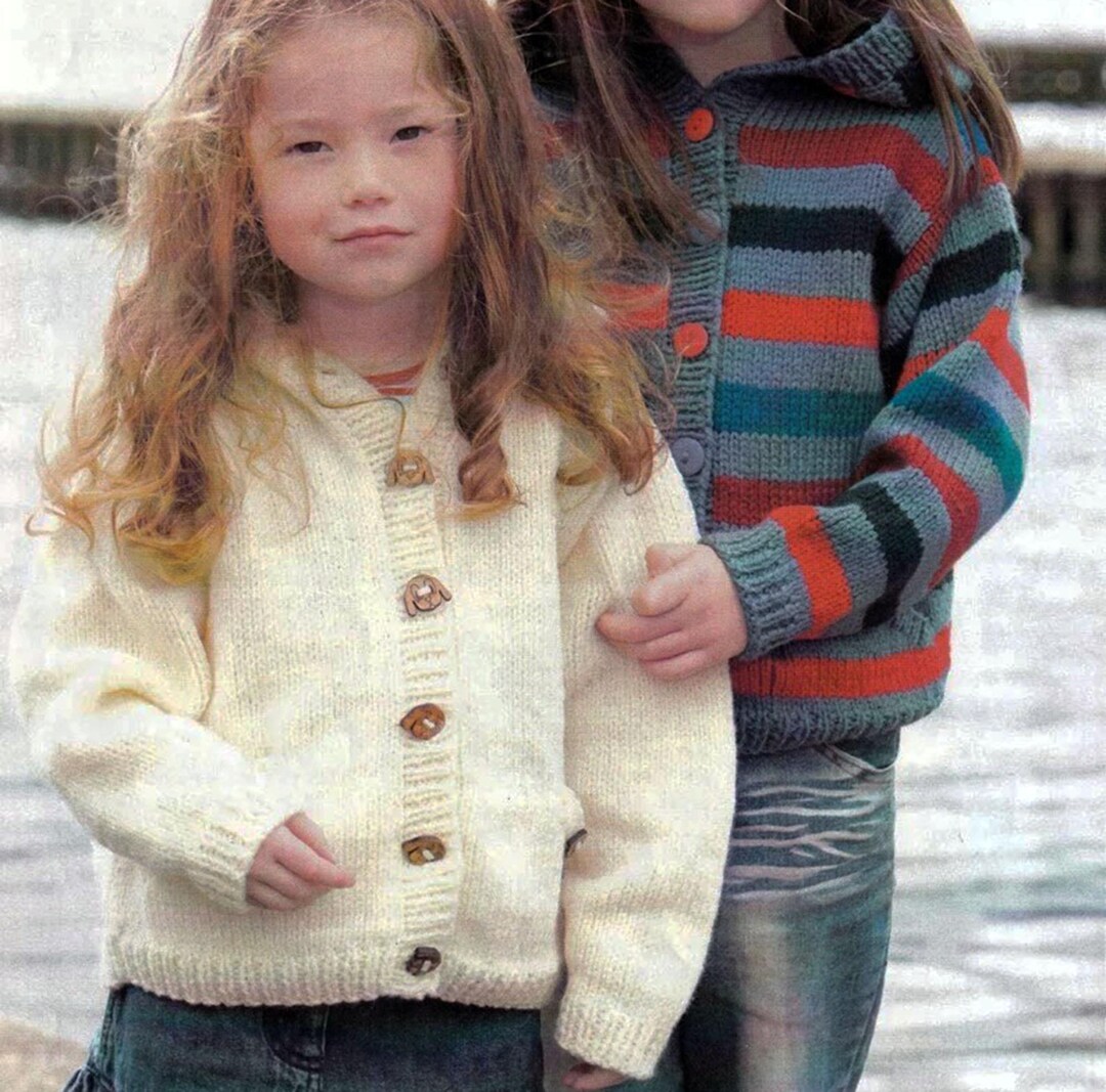 Children's Easy Knit Cardigan & Hooded Cardigan 16-30" ( Birth- 11 ...