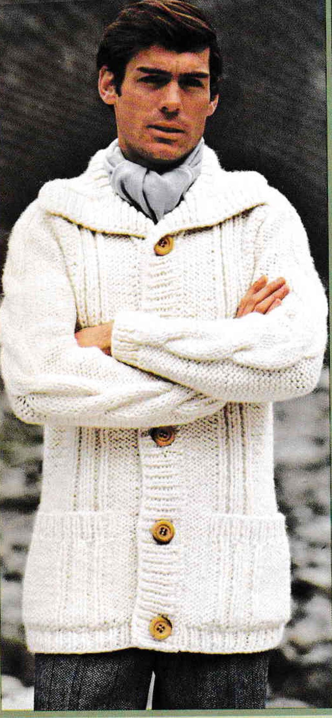 Man's Quick Easy Reverse Stocking Stitch & Cable Cardigan -pockets- 34 ...