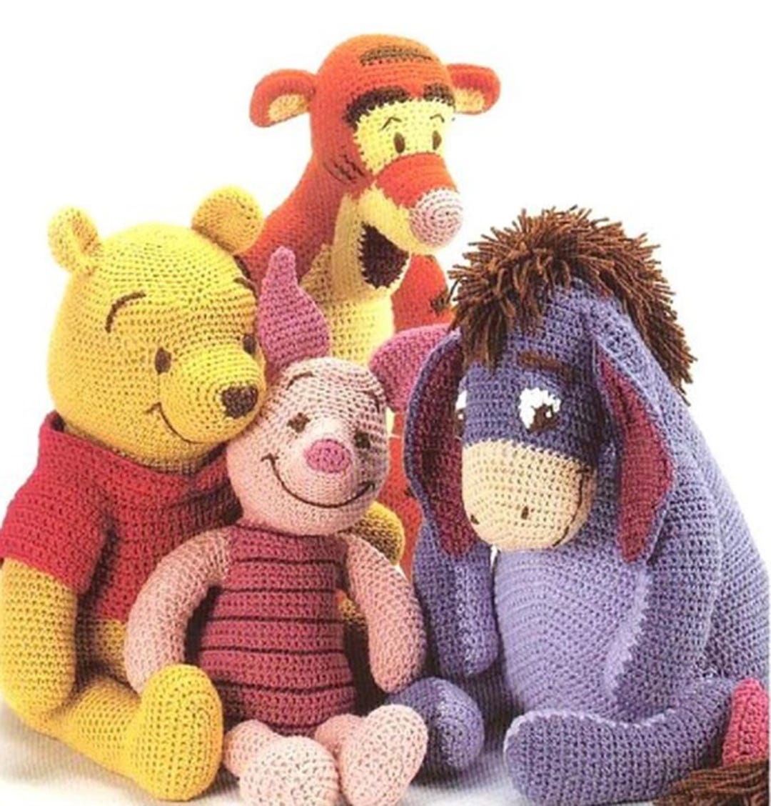 Winnie the Pooh Piglet Eeyore Tigger Crochet Toys 18" ~ Aran 10 Ply ...