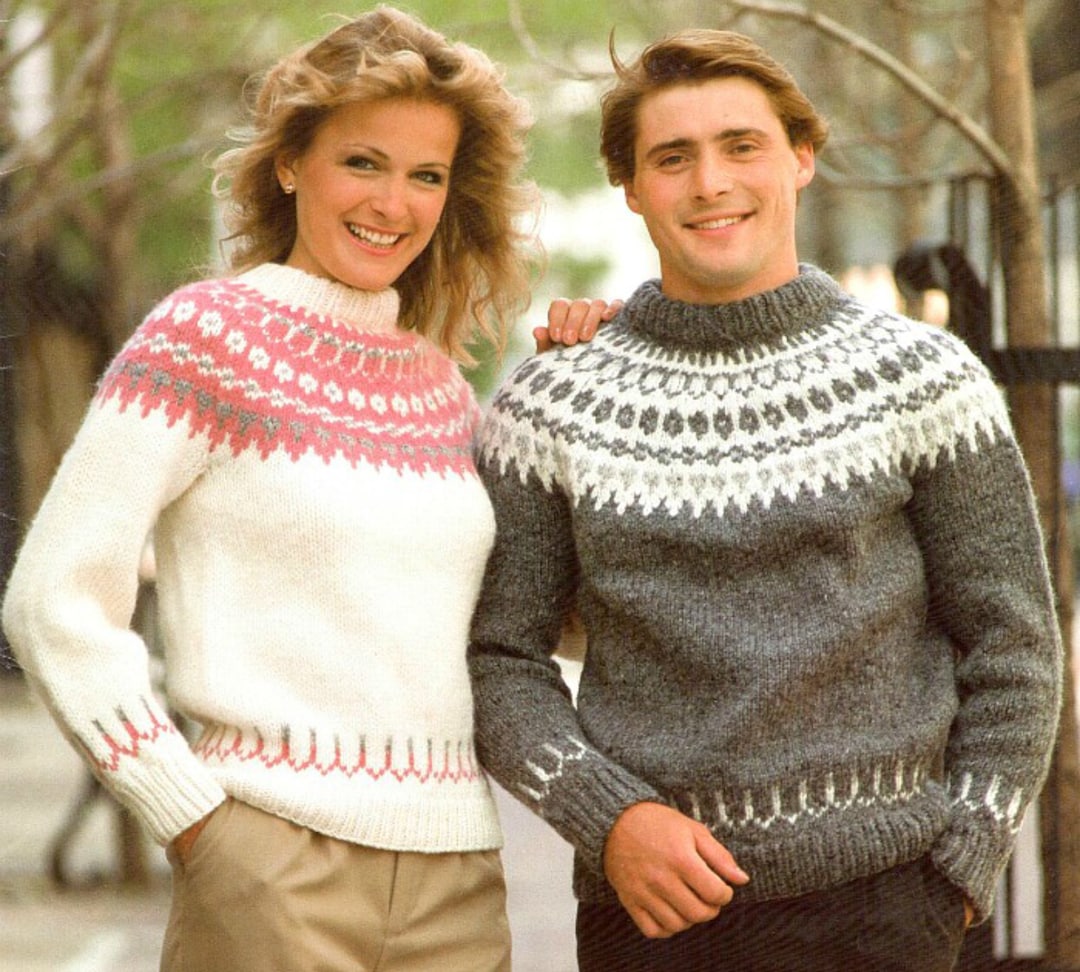 Fair Isle Icelandic Sweaters- Man- Woman's Chunky Bulky 12 Ply Yarn- 32 ...