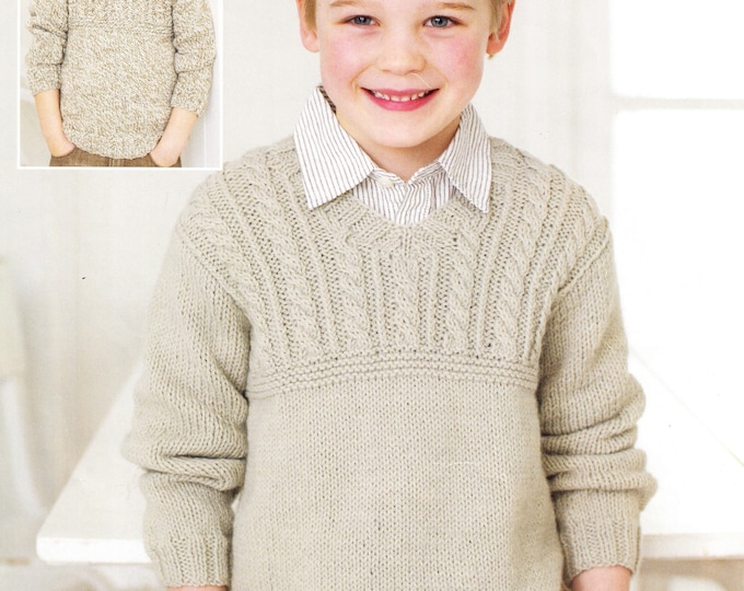 Boys V Neck Round Neck Guernsey Style Sweater 22 32 2-13 Years Aran 10 ...