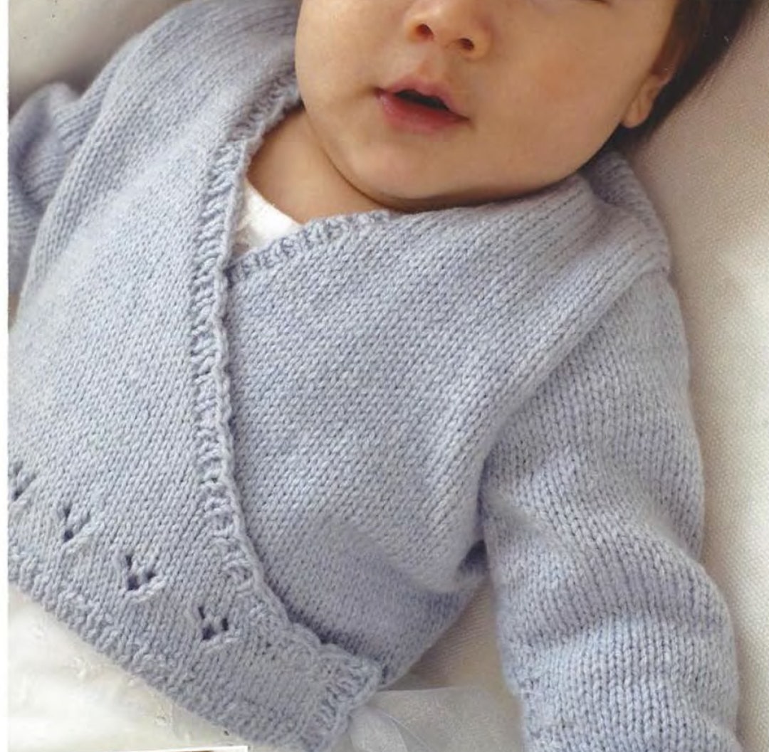 Baby Wrap Over Cardigan Jacket Ballet Top Kimono ~ 0 - 6 Months -4 Ply ...