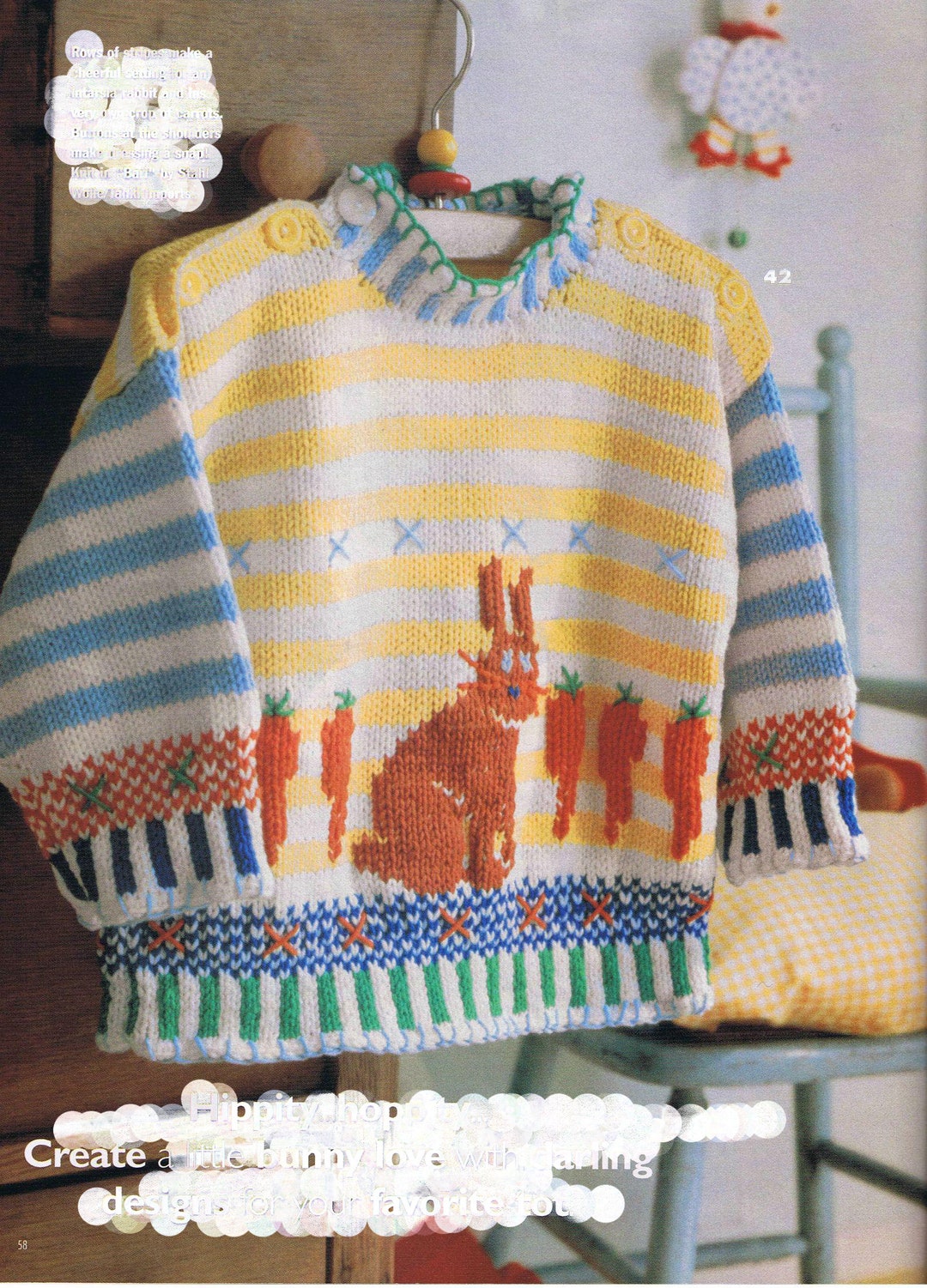 Bunny Rabbit Sweater Baby Children Knitting Pattern DK 8 Ply Light ...