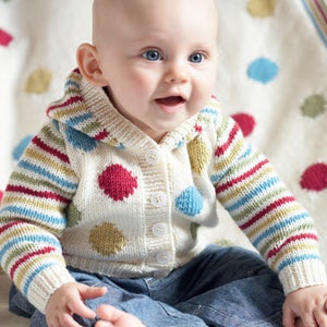 Spotty Stripe Baby Hooded Jacket- & Matching Blanket Dk-8ply- Light ...