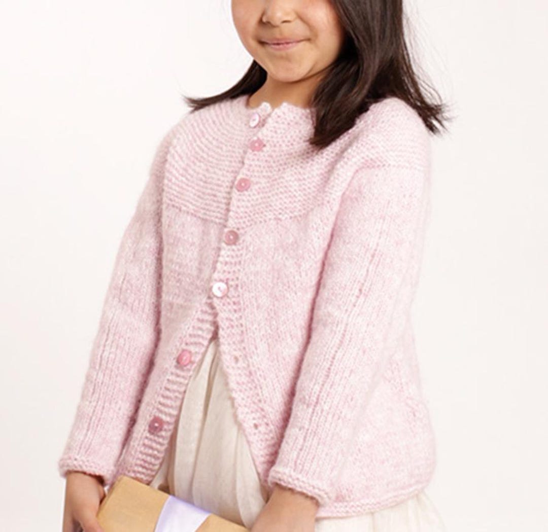 Girls Long Sleeve Garter Stitched Yoke Cardigan- Sizes 12 Months- 10 ...