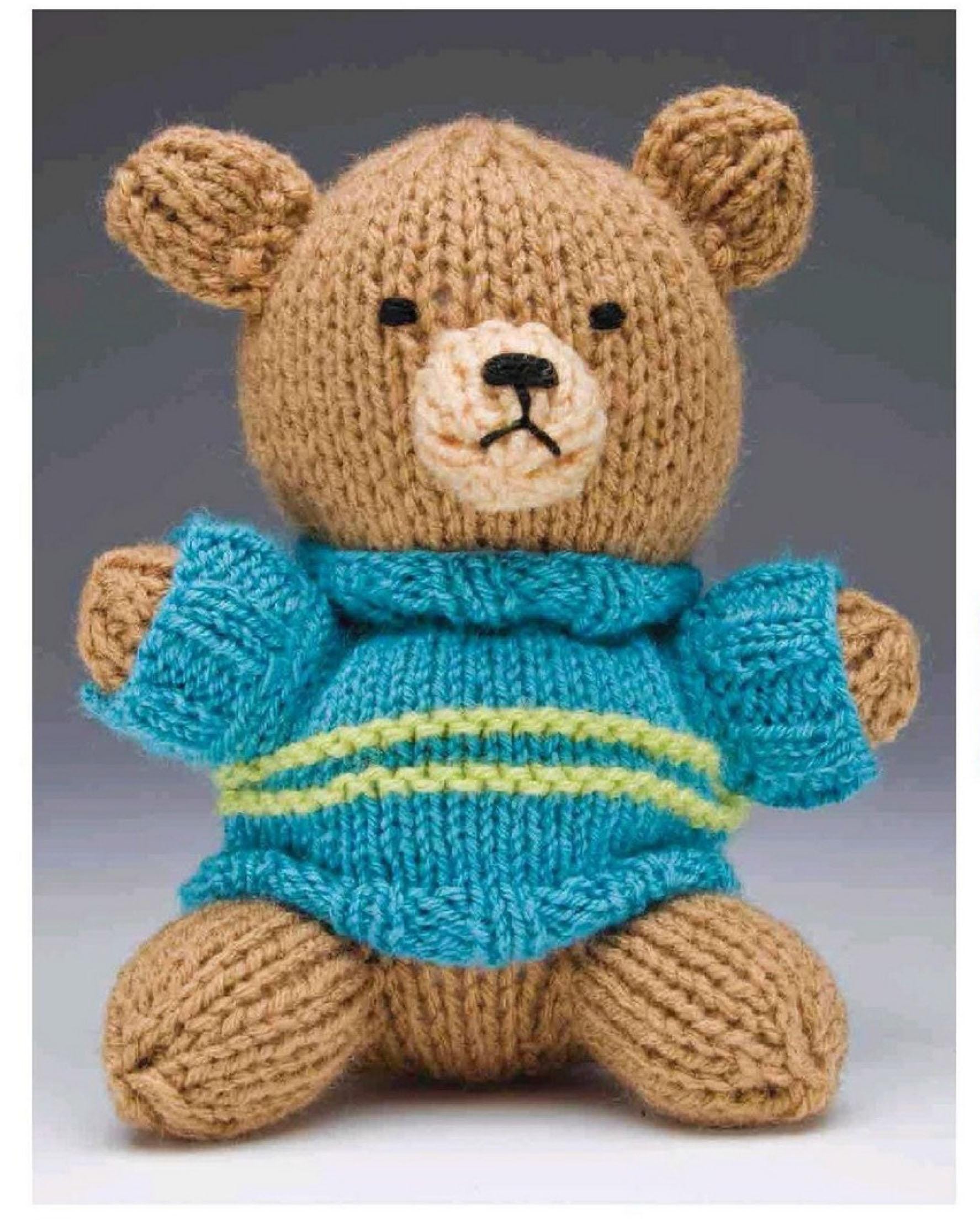 Easy Beginner Cute Little Teddy Bear Toy With Sweater- 7"- Worsted Aran ...