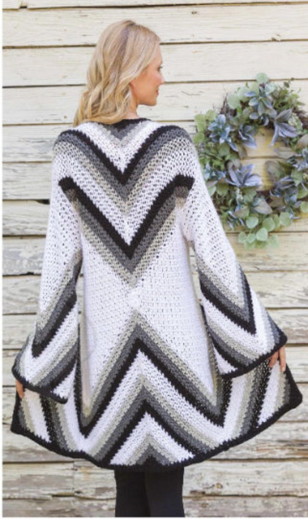 Woman's Crochet Textured Coat Cardigan Jacket S M, L, XL, Worsted ...