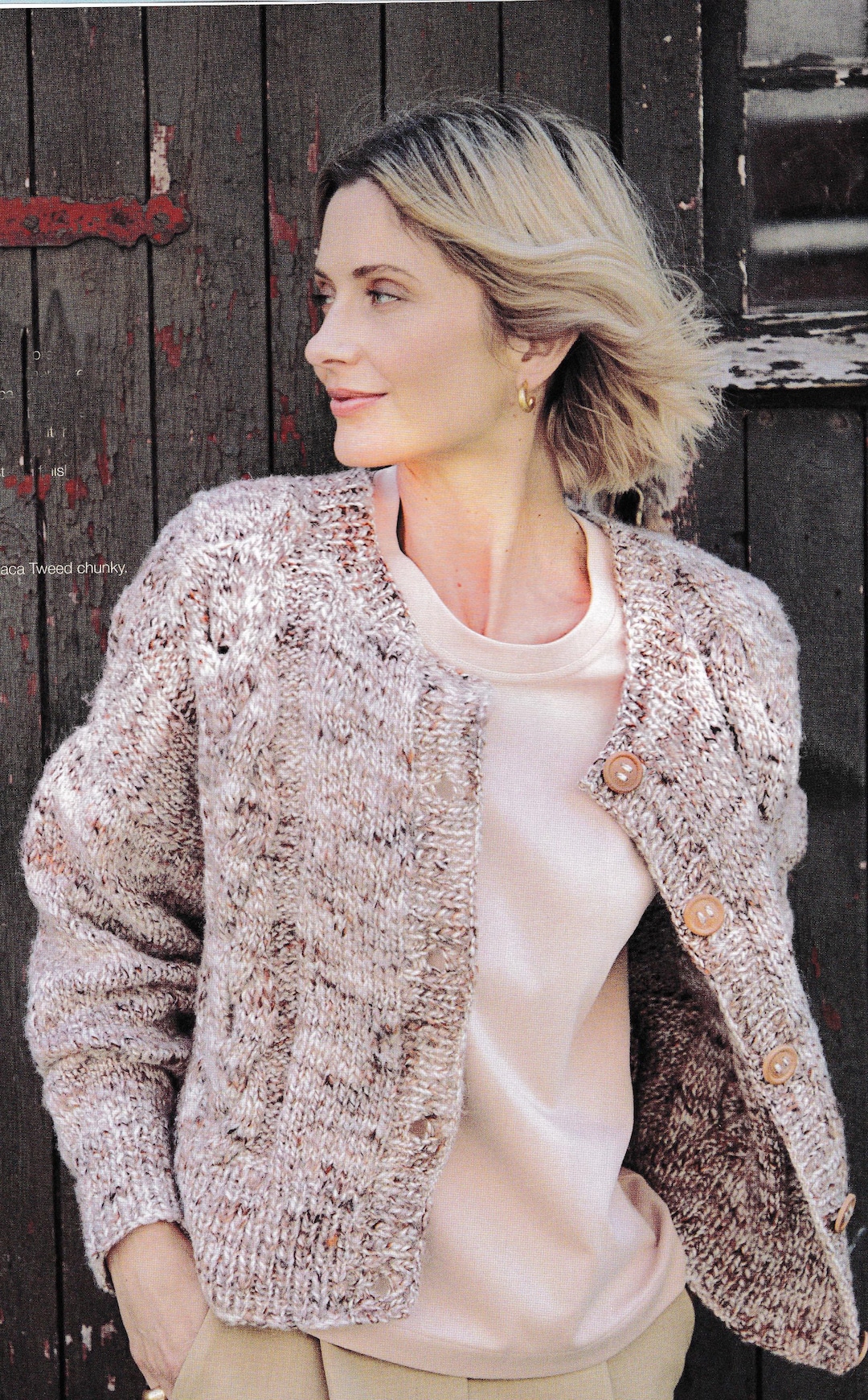 Easy Larger Sizes Cardigan With Cable Pattern Round Neck Womens 36"- 52 ...