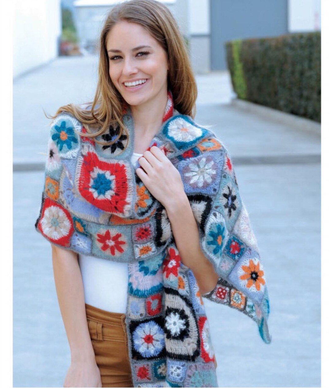 Womans Crochet Granny Squares Boho Shawl ~ Aran Worsted 10 Ply Wool ...
