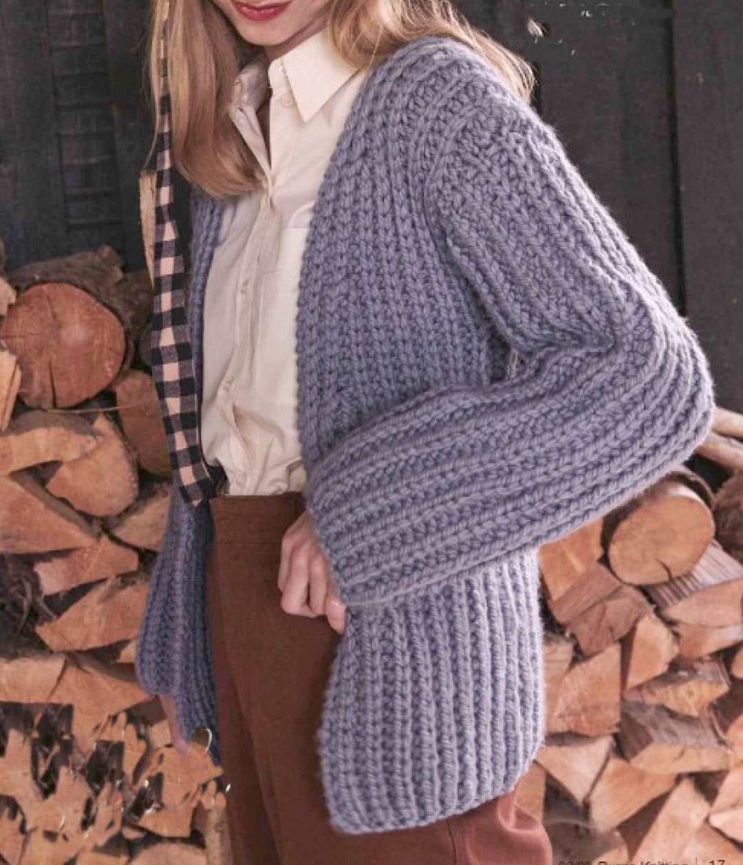 Womans Super Chunky Rib Cardigan Easy Beginners Knitting Pattern- Chest ...