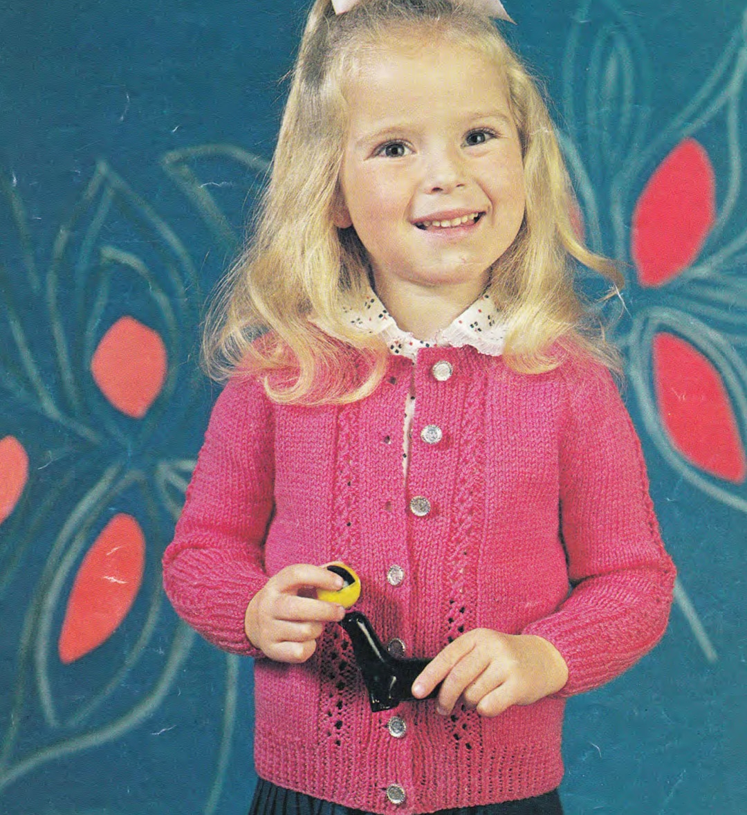 Girls Panel Cardigan Pattern in DK~ 8 Ply~ Light Worsted or /4ply- Fits ...
