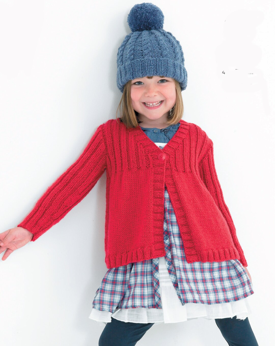 Girls Aran V or Round Neck Cable Cardigan Long & Short Sleeve 18" - 28 ...