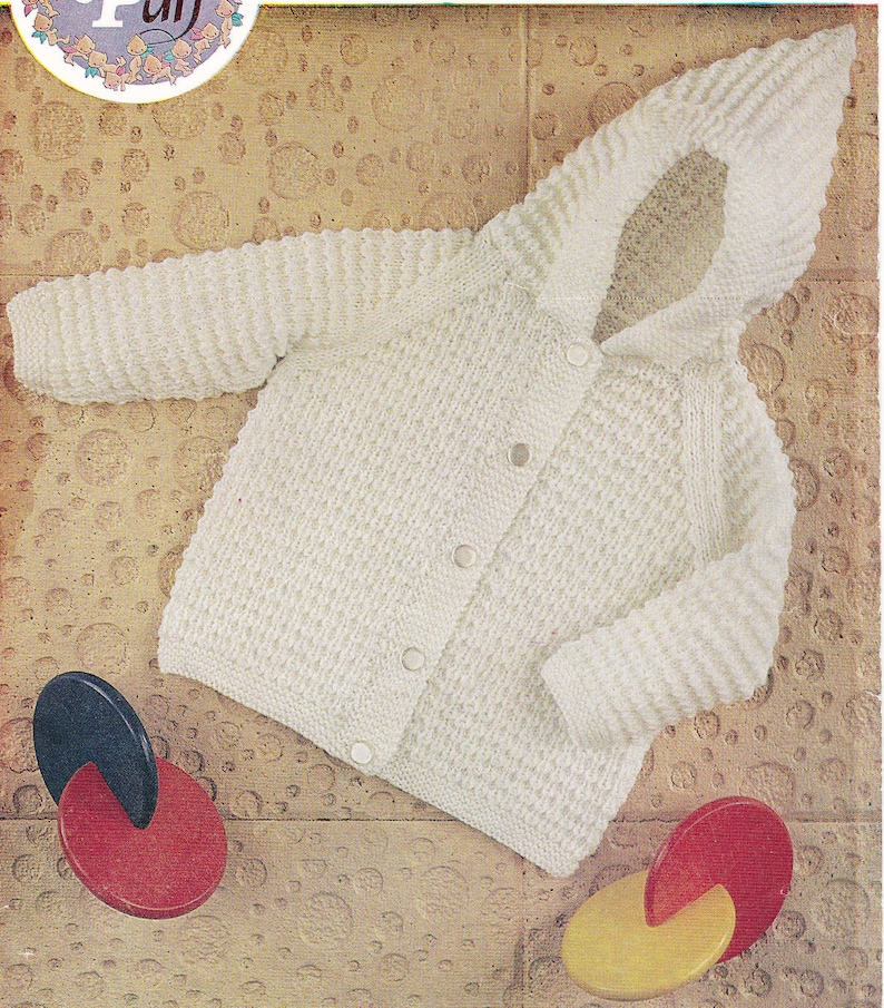 Easy Beginner Baby Hooded Jacket boy or Girl Dk-8ply Knitting Pattern ...