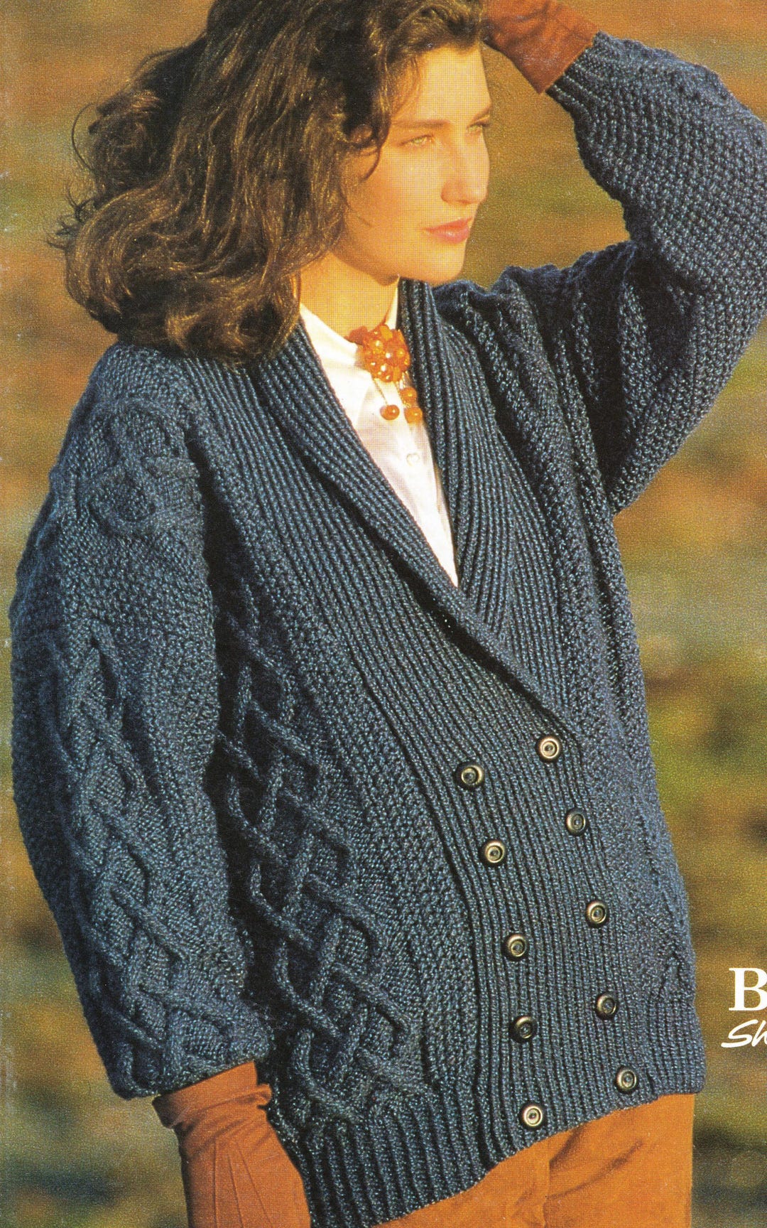 Woman's Oversize Double Breast Cardigans- V Neck- Shawl Collar Chunky ...