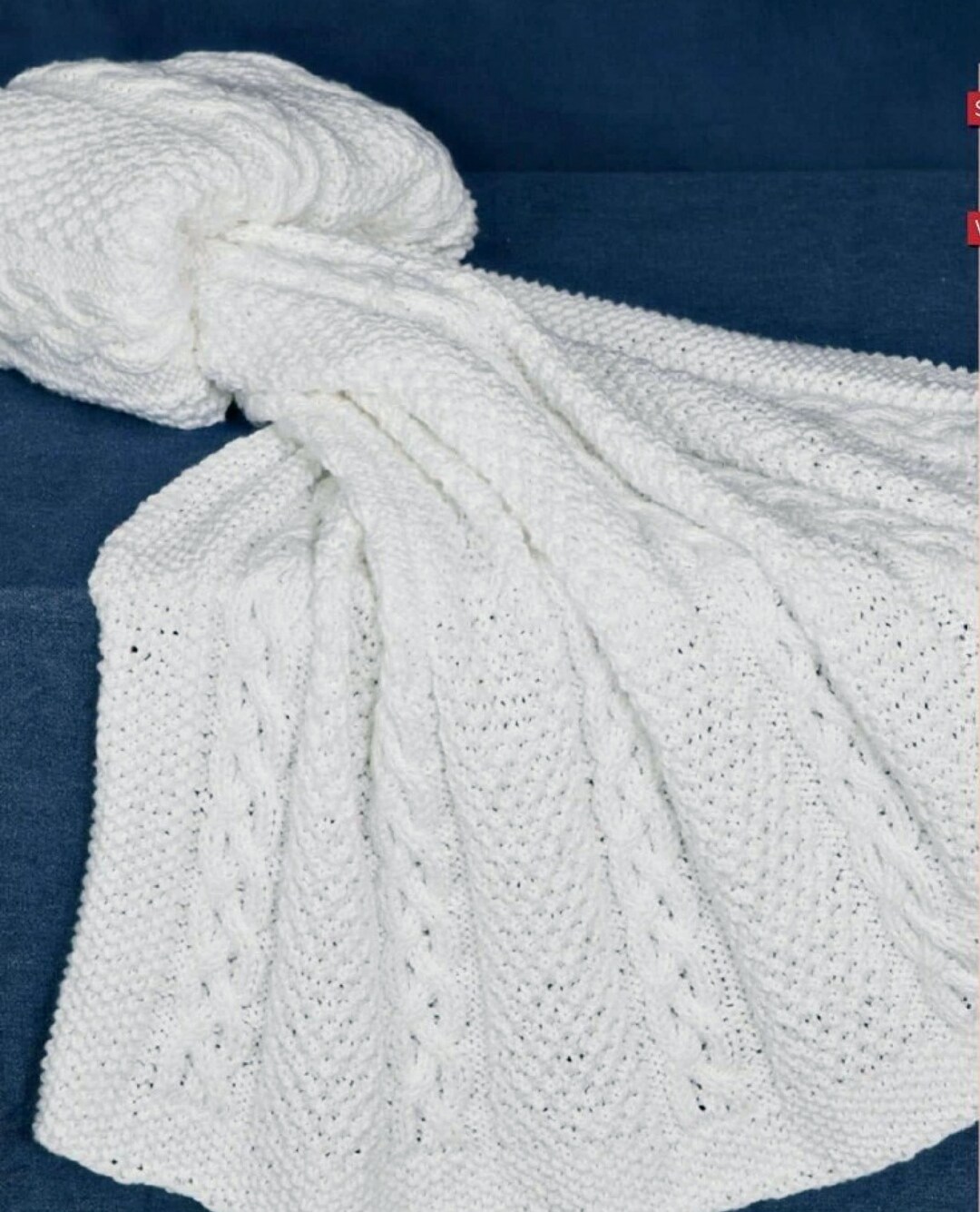 Baby Blanket ~ Moss Stitch & Cable Pattern~ Row by Row Knitting Pattern ...