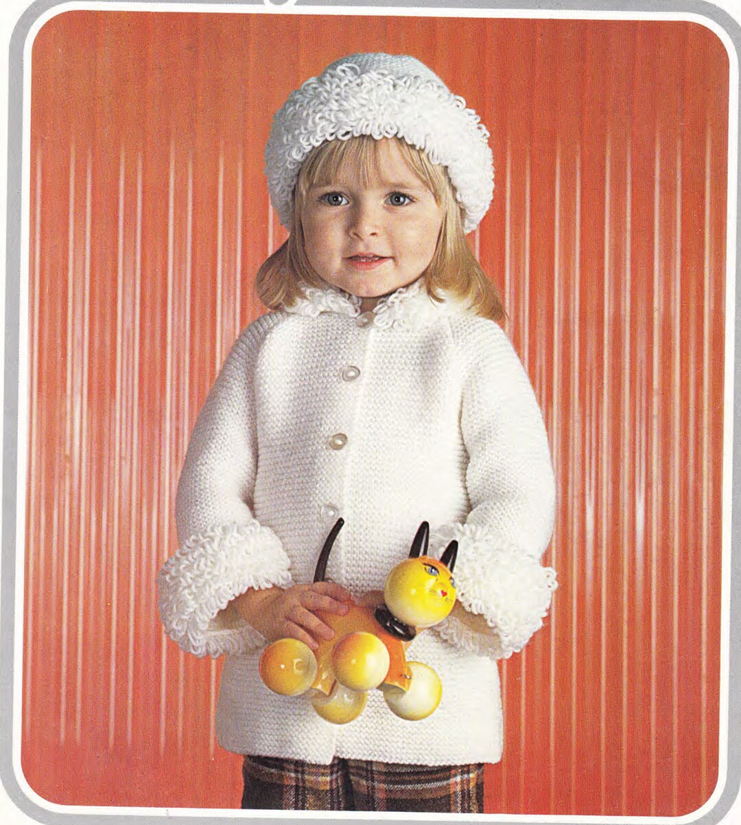 Girls Garter Stitch Easy Coat & Hat, Loopy Collar Cuffs and Hat- DK ...